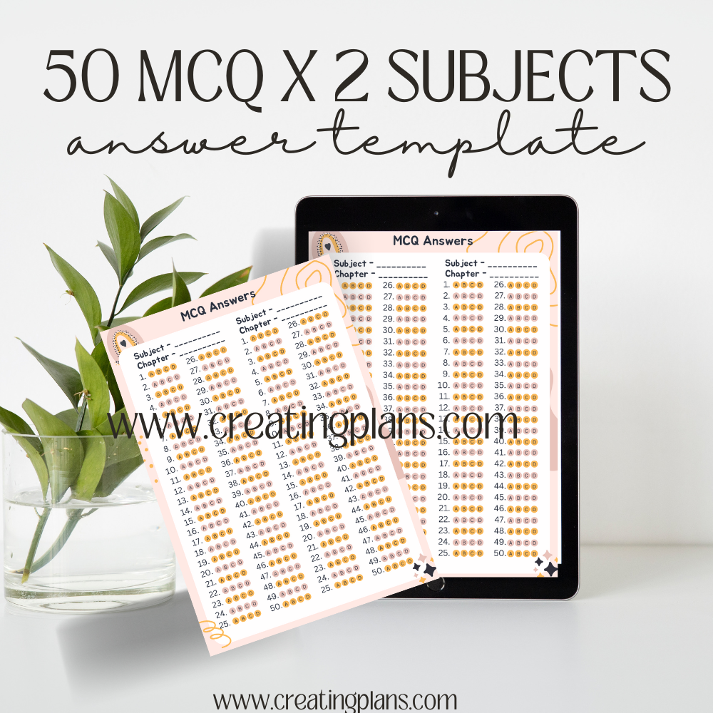 50 MCQs x 2 subjects Answer Sheet Template - Creating Plans